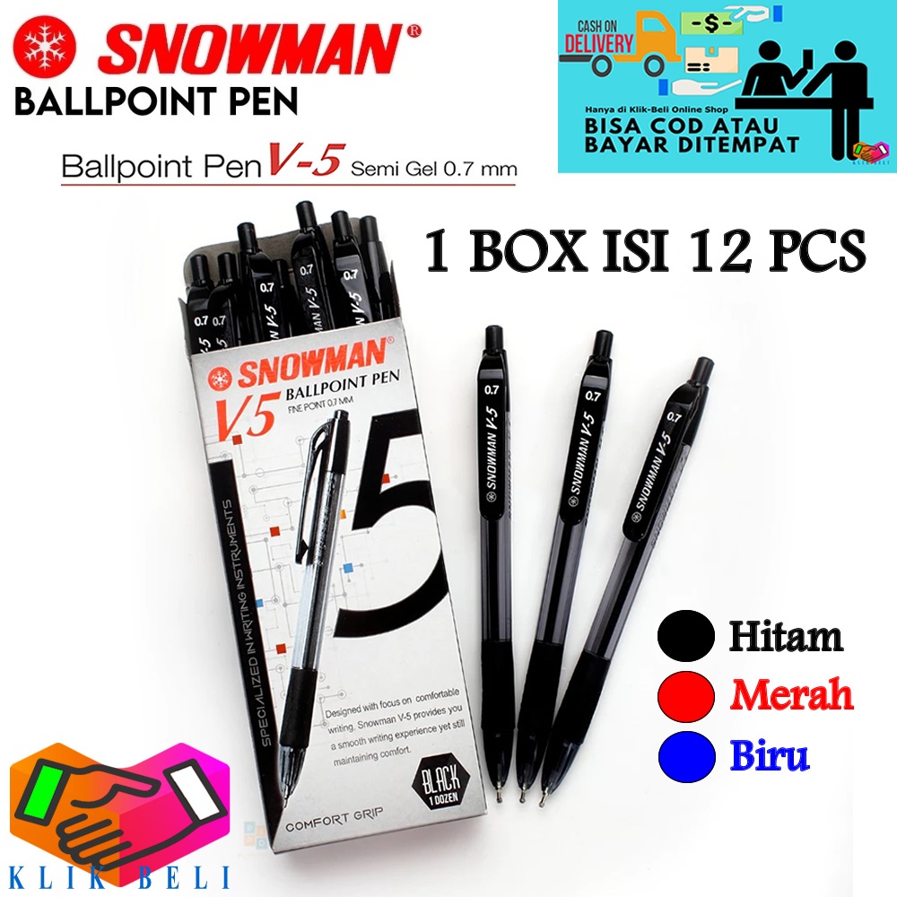 Jual [LUSINAN] Snowman Ballpoint Pen V5 Bolpoin Pulpen Pen Ink V-5 Semi ...