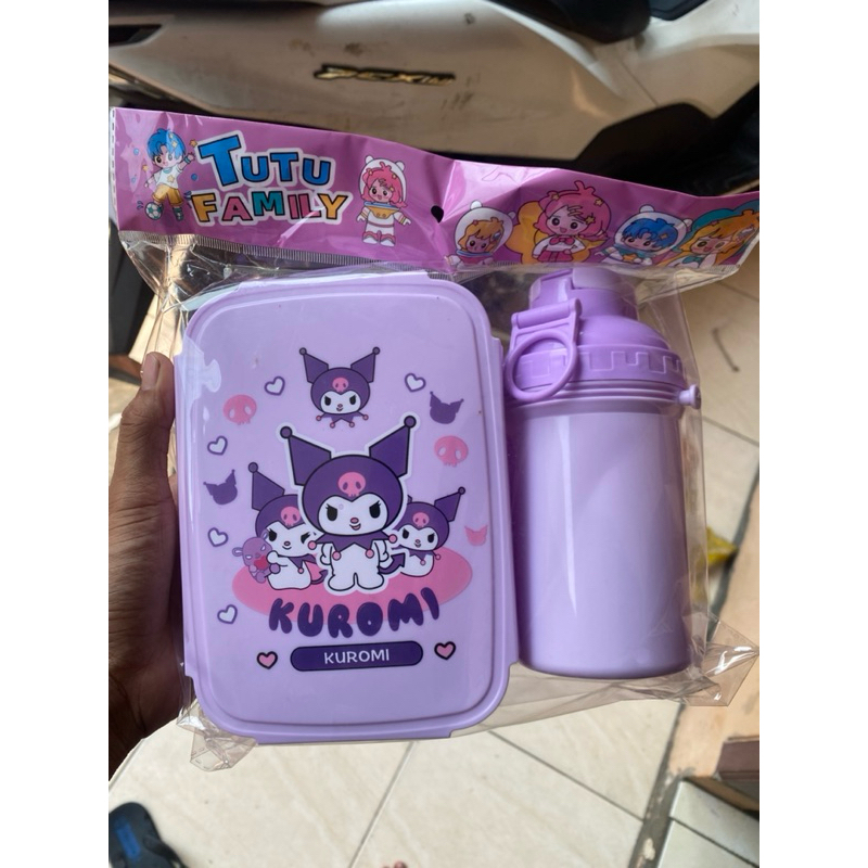 Jual Kotak makan motip sanrio Kuromi kotak makan set lengkap beserta botol minum | Shopee Indonesia