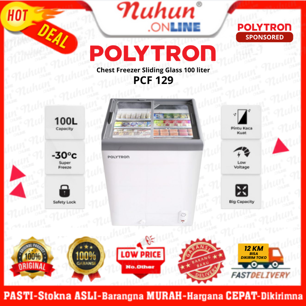 Jual Polytron Chest Freezer Sliding PCF 129 100 Liter | Shopee Indonesia
