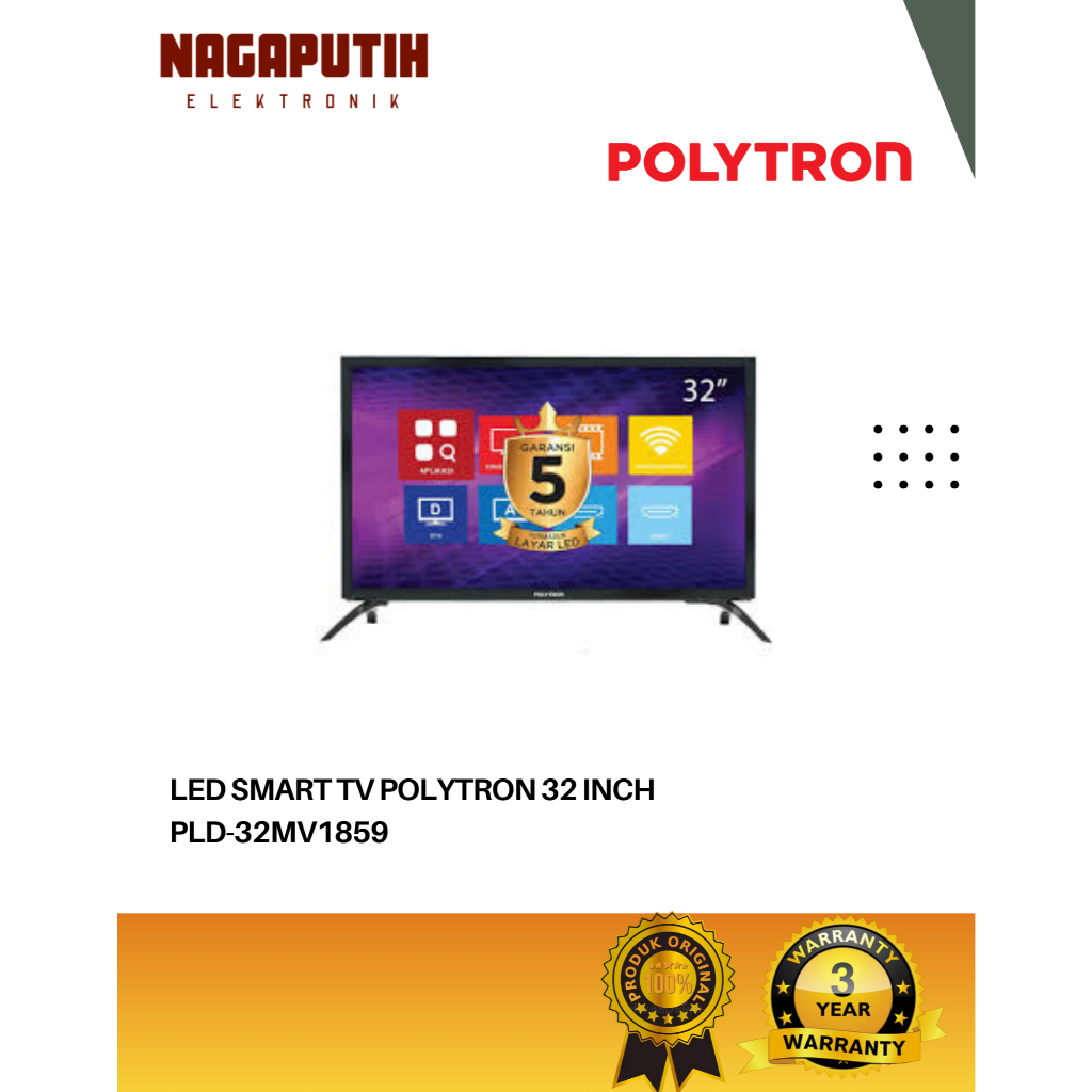 Jual POLYTRON LED Smart TV PLD-32MV1859 32 Inch Easy Smart Digital GARANSI | Shopee Indonesia