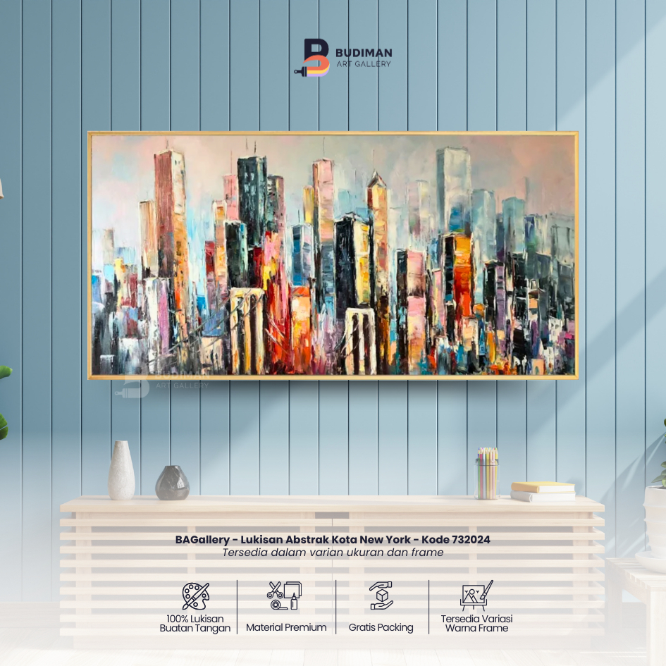 Jual BAGallery - Lukisan Hiasan Dinding Aesthetic Abstrak Kota New York ...
