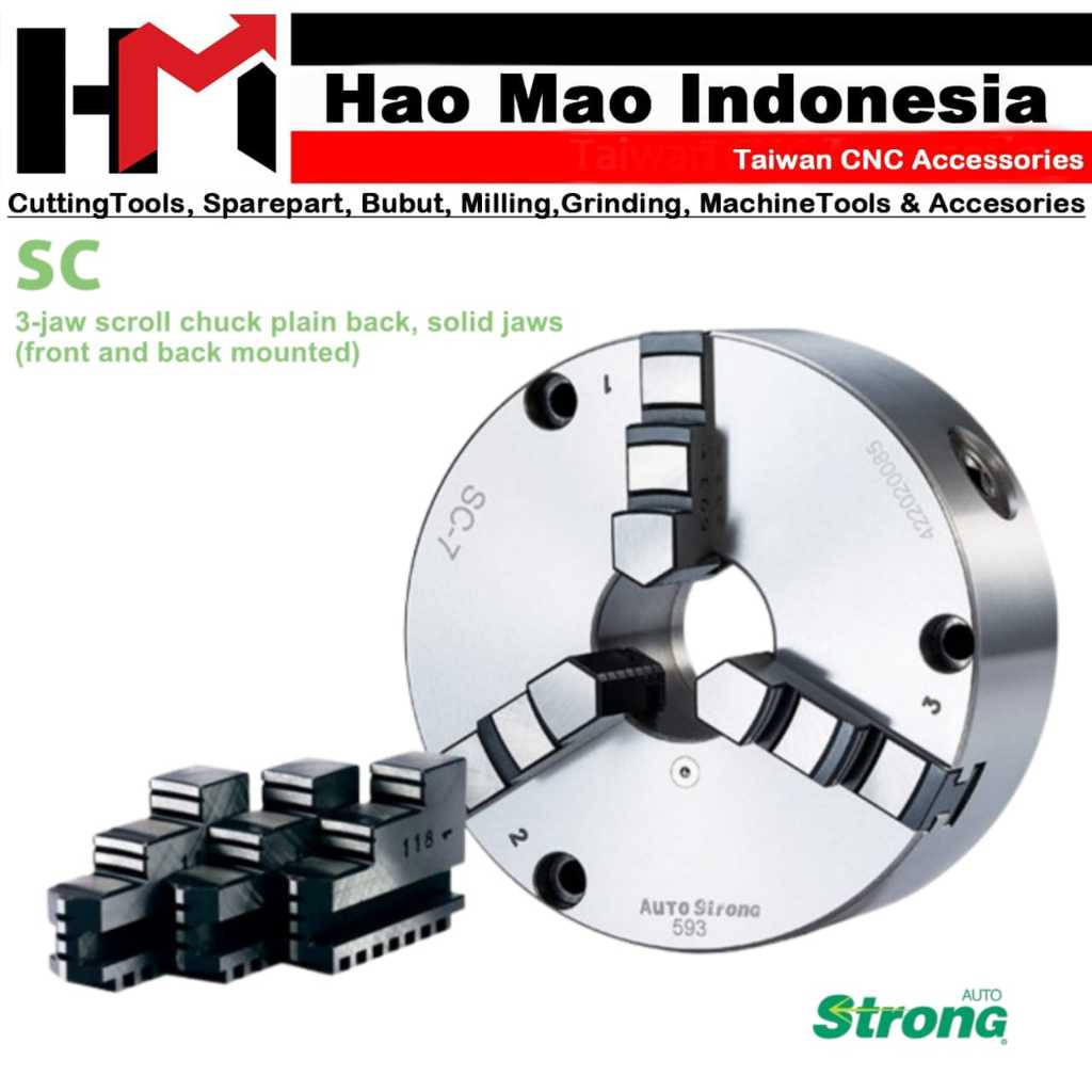 Jual SC-9 3-jaw & SIC-9 4-jaw scroll chuck plain back, solid jaws ...