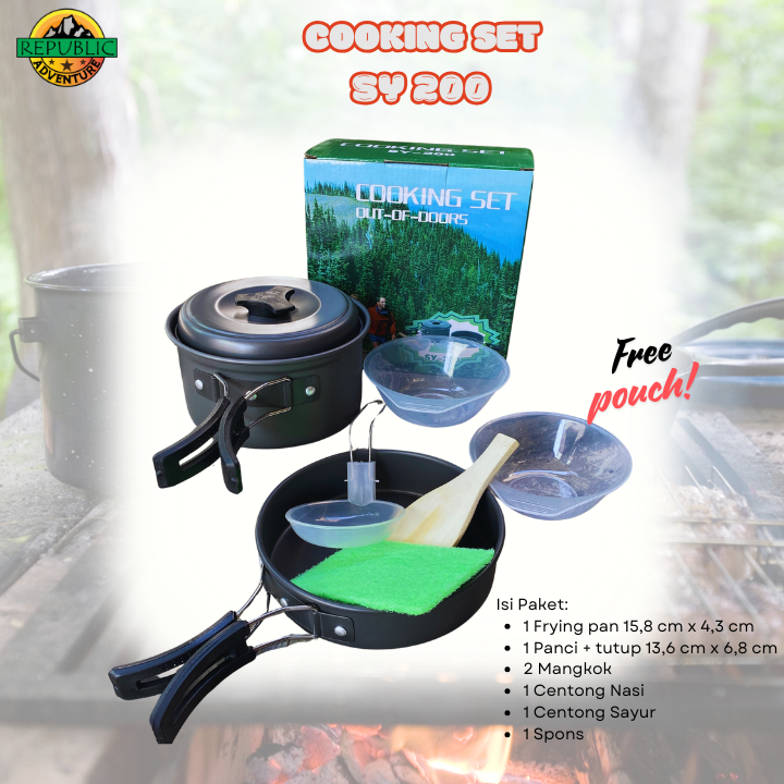 Jual Alat Masak Camping Cooking set DS 200 Sy 200 Nesting untuk 2 orang | Shopee Indonesia