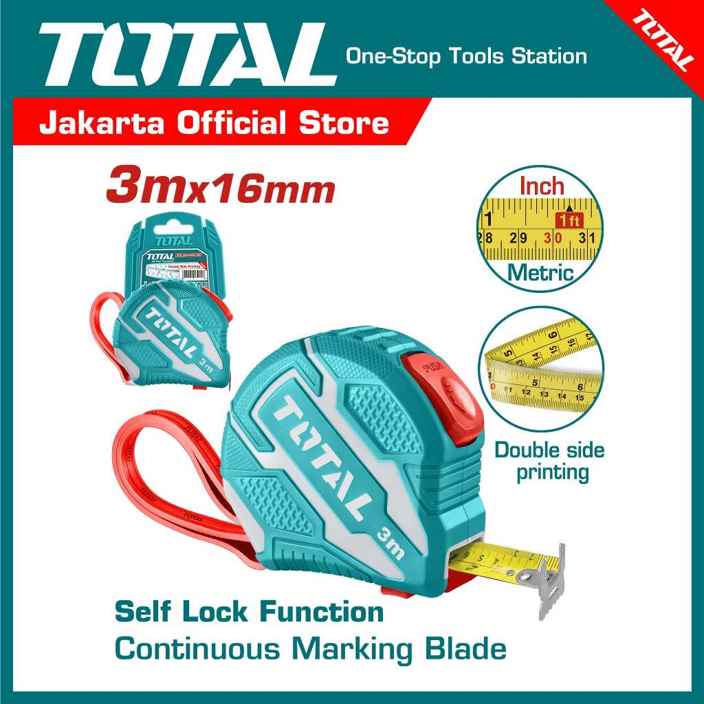 Jual TOTAL Steel measuring tape TMT126231 - Meteran 3m | Shopee Indonesia