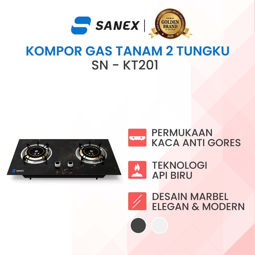 Jual SANEX Kompor Gas Tanam 2 Tungku Marble Series SN-KT201 | Shopee Indonesia