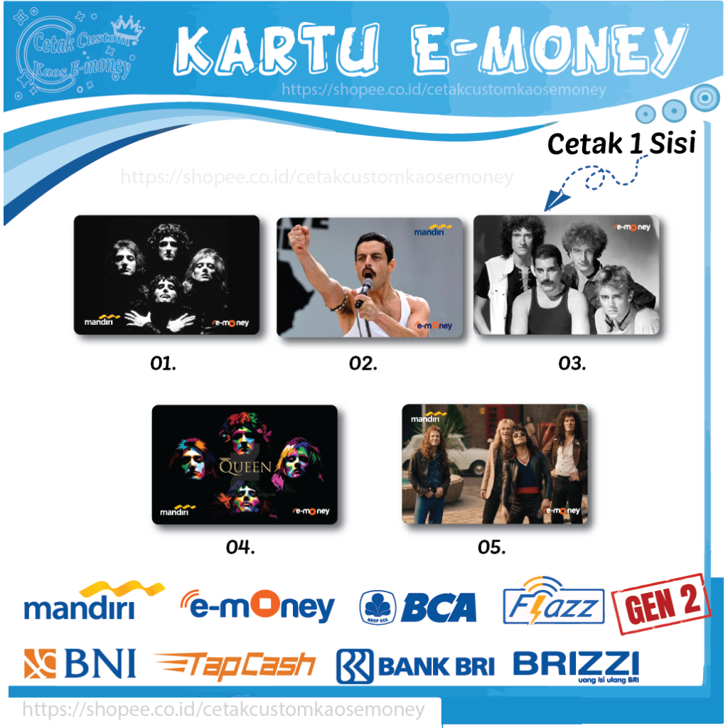 Jual KARTU E MONEY E TOLL KUMPULAN GAMBAR MUSIC BAND QUEEN EMONEY ...
