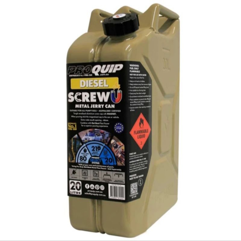 Jual PROQUIP Jerry Can / Jerigen 20 Liter Metal Screw U Diesel Olive ...