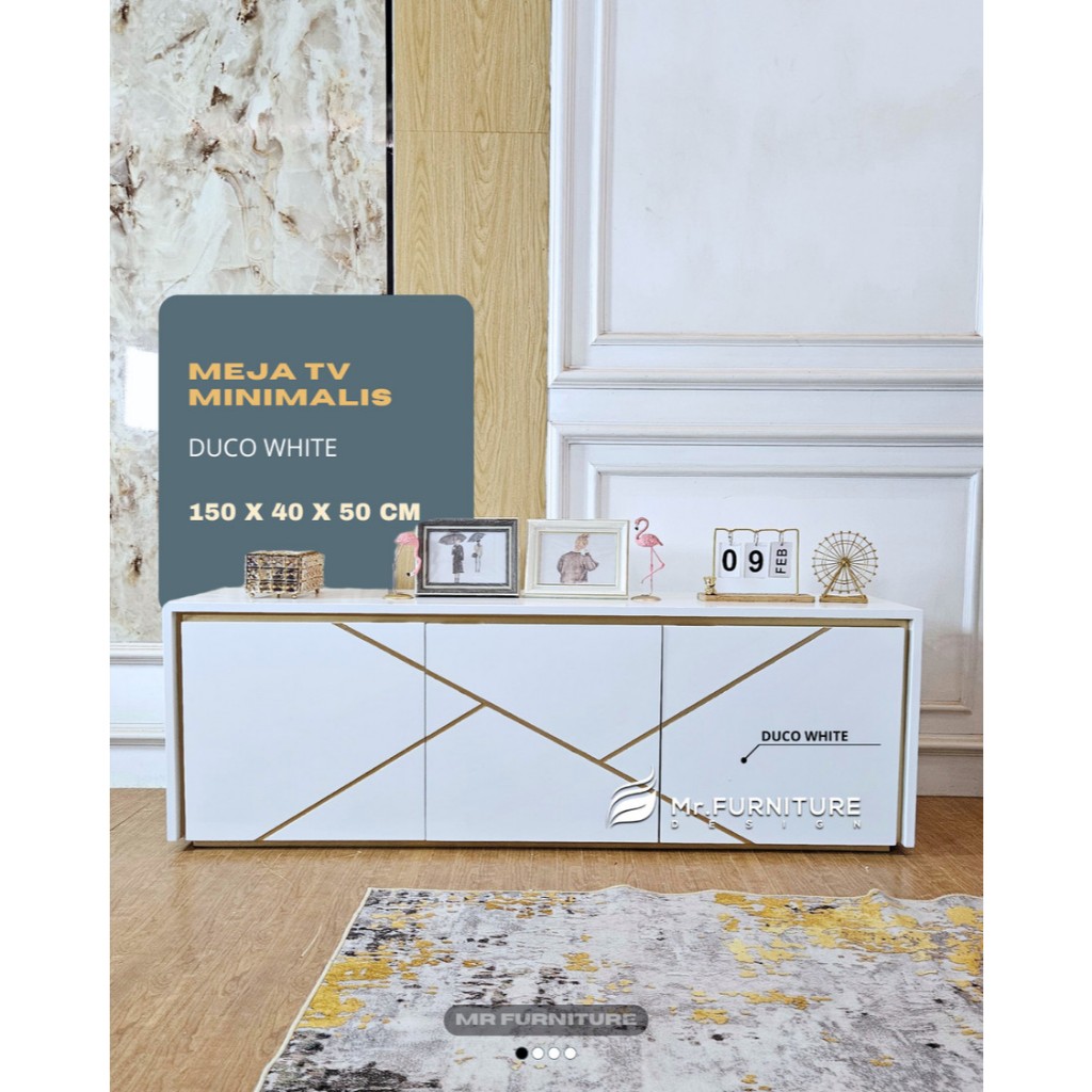 Jual meja tv minimalis duco putih variasi uk 150x40x50 cm | Shopee ...
