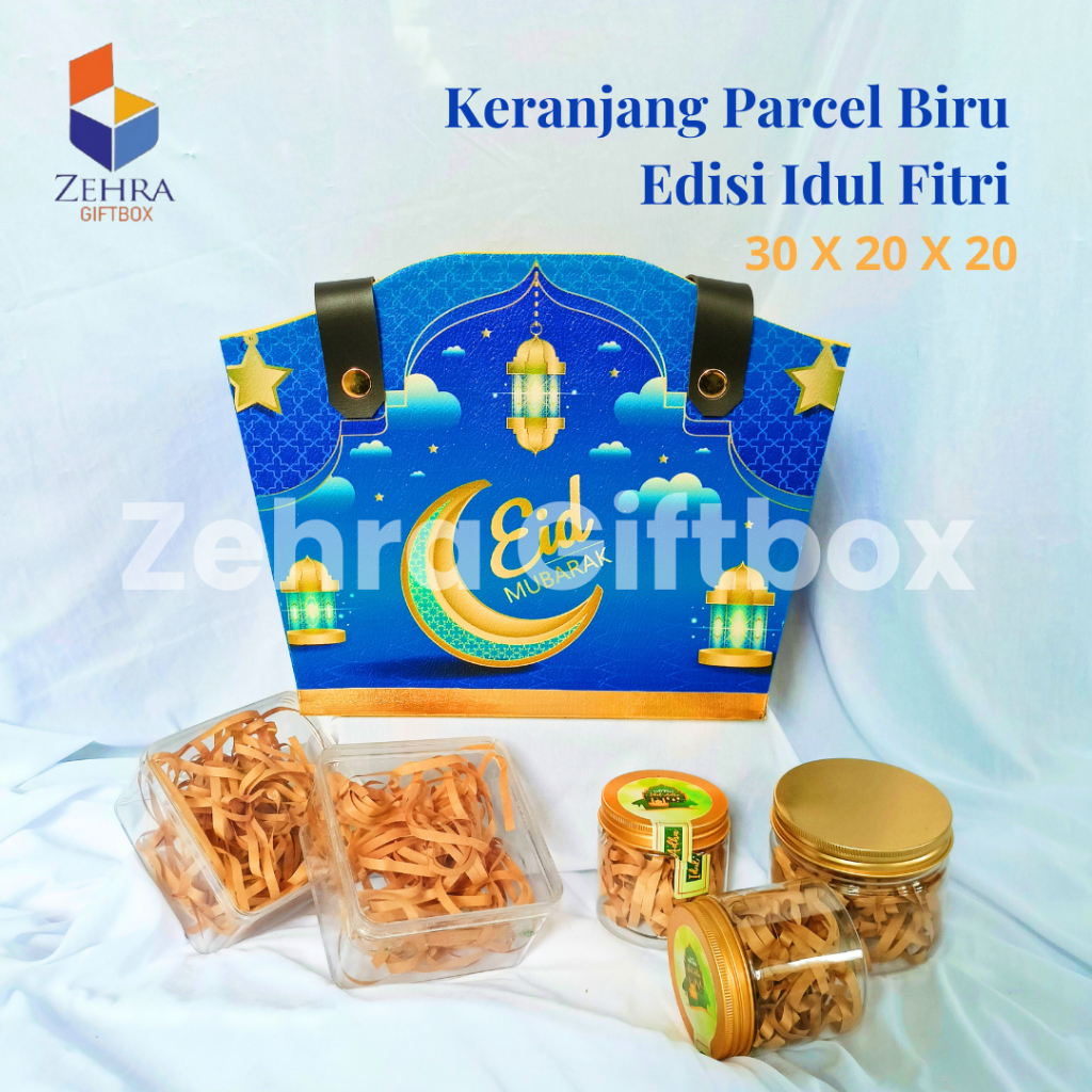 Jual Keranjang Parcel/Parsel Hampers Biru Edisi Lebaran Idul Fitri | Tempat Parcel Kue Kering ...