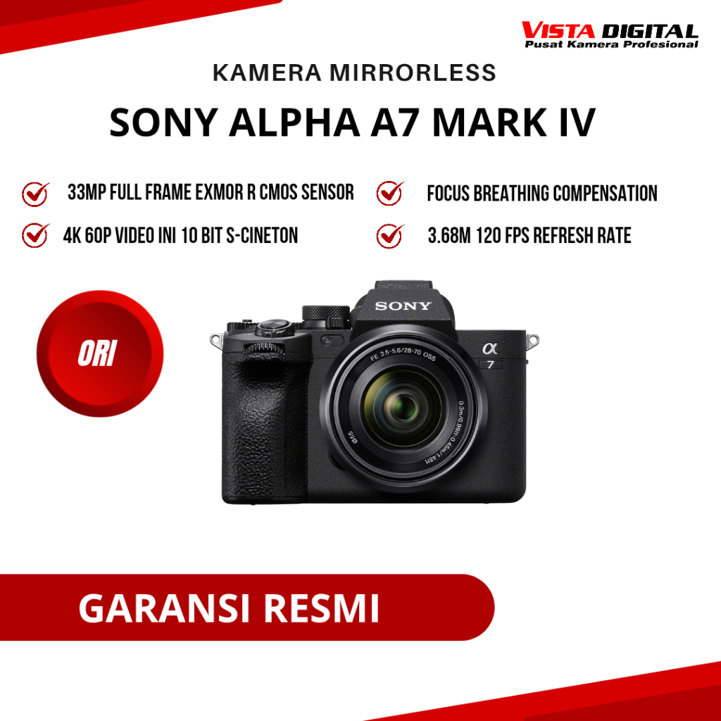 Jual SONY ALPHA A7 MARK IV WITH LENS MIRRORLESS DIGITAL CAMERA | Shopee ...