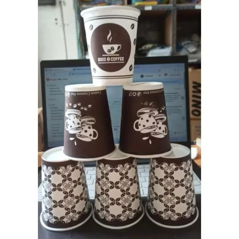 Jual Gelas Kertas Kopi | Hot Paper Cup 8 & 9 OZ Motif Tanpa Isi 50 Pcs | Shopee Indonesia