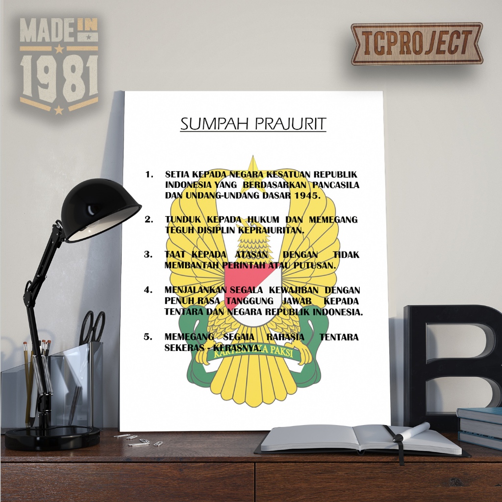 Jual Poster SUMPAH PRAJURIT TNI hiasan dinding Kayu | Shopee Indonesia
