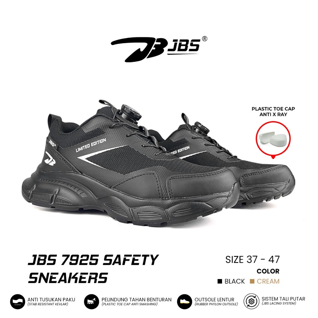 Jual Sepatu Safety Sneakers JBS 7925 Plastik Toe Cap Tali Putar Anti ...