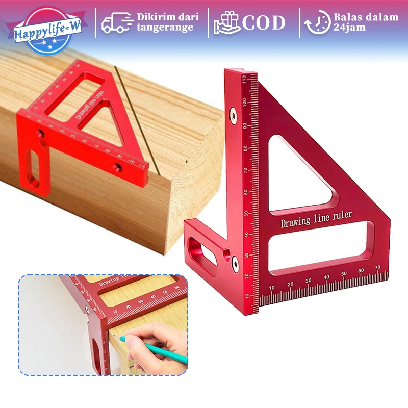 Jual Penggaris Sudut Derajat Penggaris Segitiga Siku Aluminium ...