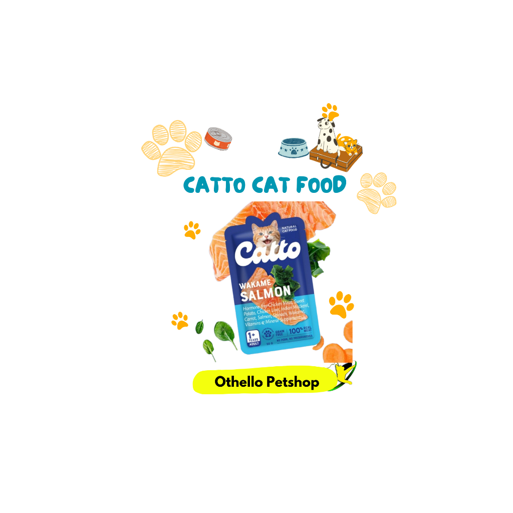 Jual Othello Petshop - Catto Cat Food - Wakame Salmon Adult 50gr ...
