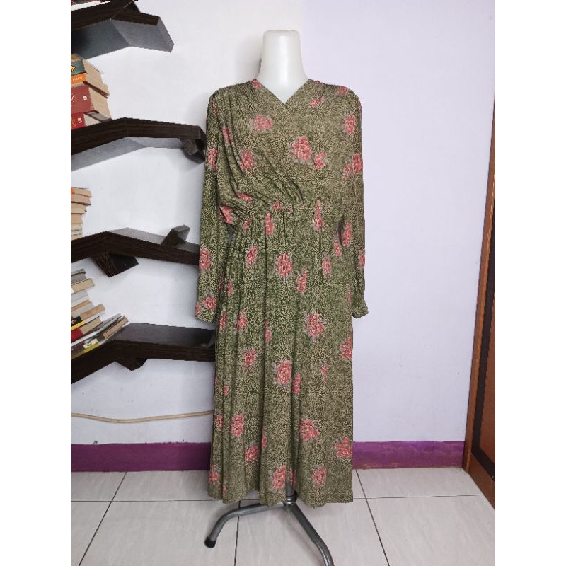 Jual Vintage Maxi Dress Model Plisket | Shopee Indonesia
