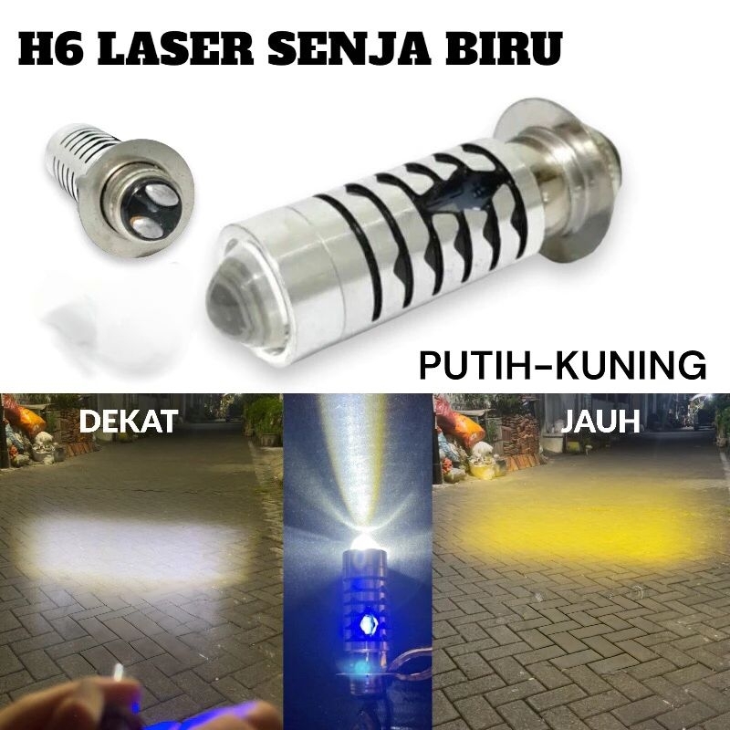 Jual LAMPU UTAMA LED H6 LASER JAUH DEKAT PLUS SENJA BIRU | Shopee Indonesia
