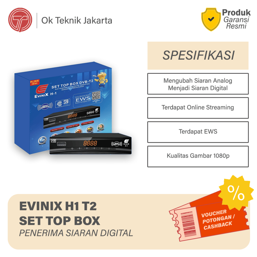 Jual [BISA COD] SET TOP BOX TV DIGITAL EVINIX H1 DVB T2 HD EWS / SET ...