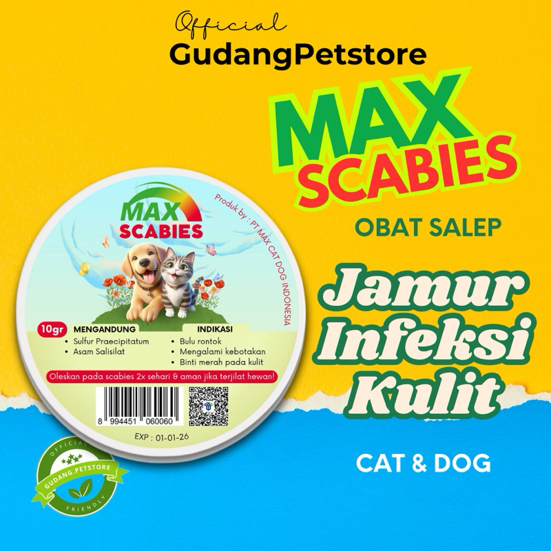 Jual MAX SCABIES Salep obat infeksi kulit kucing mengobati jamur koreng ...