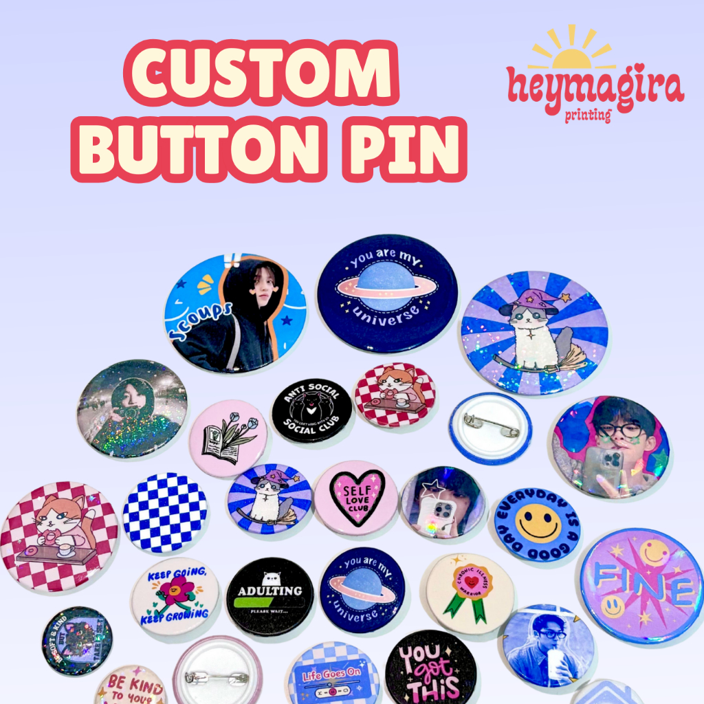Jual Custom Button Pin GLITTER & HOLOGRAM 25mm 32mm 44mm 58mm - Pin ...
