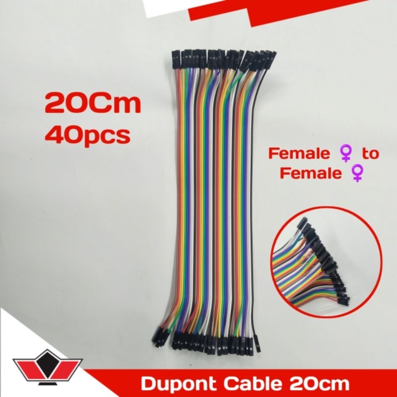 Jual 40PCS JUMPER CABLE 20CM FEMALE TO FEMALE DUPONT CABLE | Shopee ...