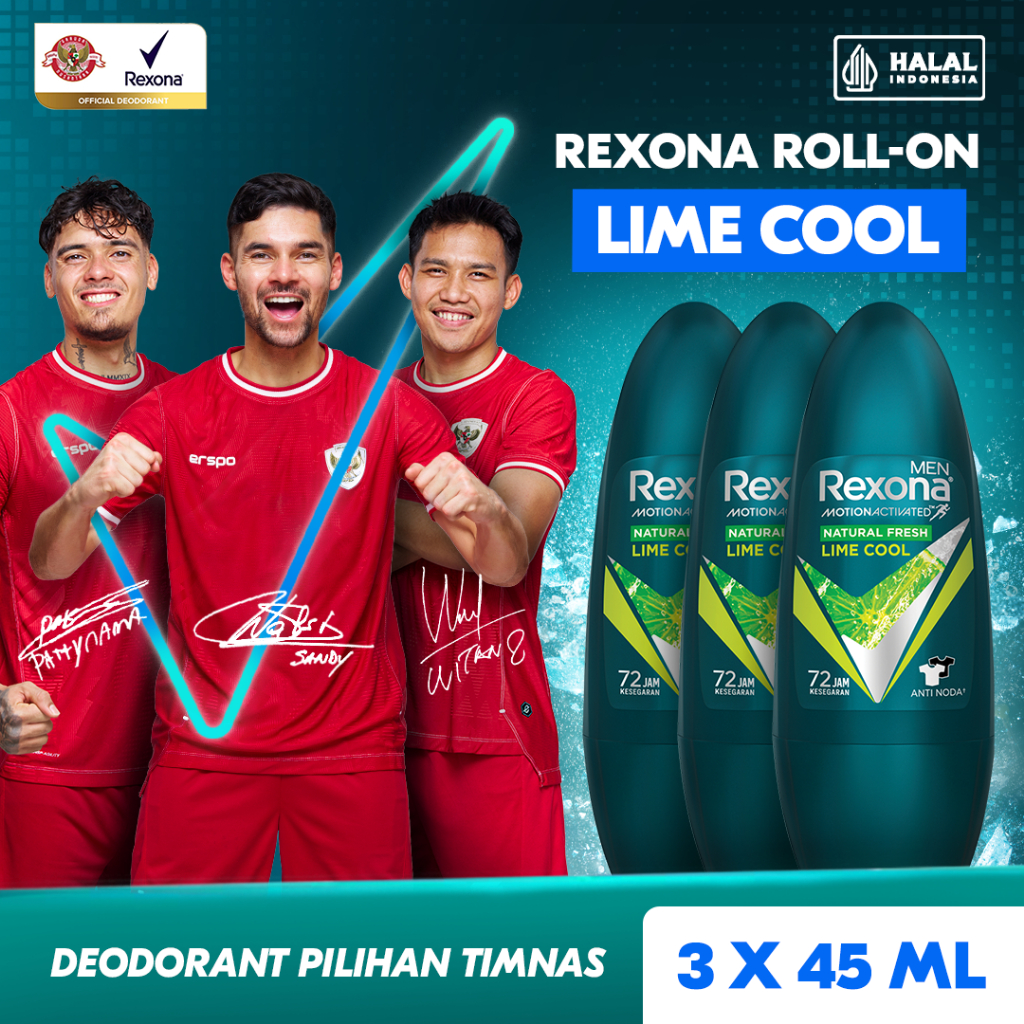 Jual Rexona Men Roll On Natural Fresh Lime Cool 45ml x 3 | Shopee Indonesia