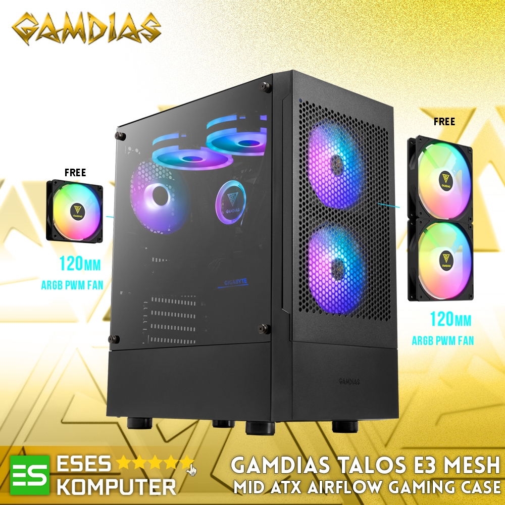 Jual Case GAMDIAS TALOS E3 MESH Airflow Mid-Tower ATX | 3X PWM ARGB ...