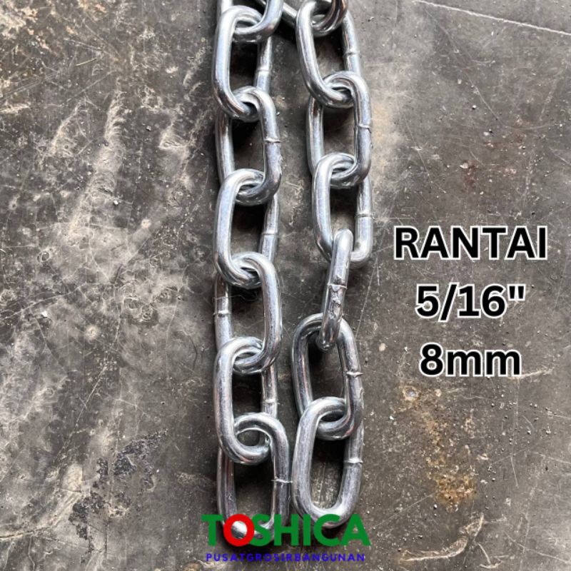 Jual Rantai Besi Kapal Berat GALVANIS 5/16 inch 8mm - 1/2 & 1 meter ...