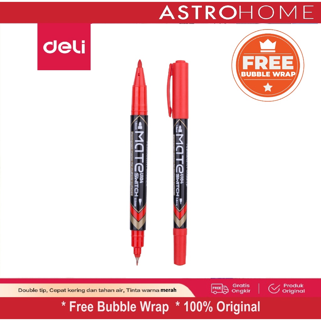 Jual Spidol Deli MATE Permanent Double Tip 2-Tip 2 Sisi 0.5mm & 1.0mm ...