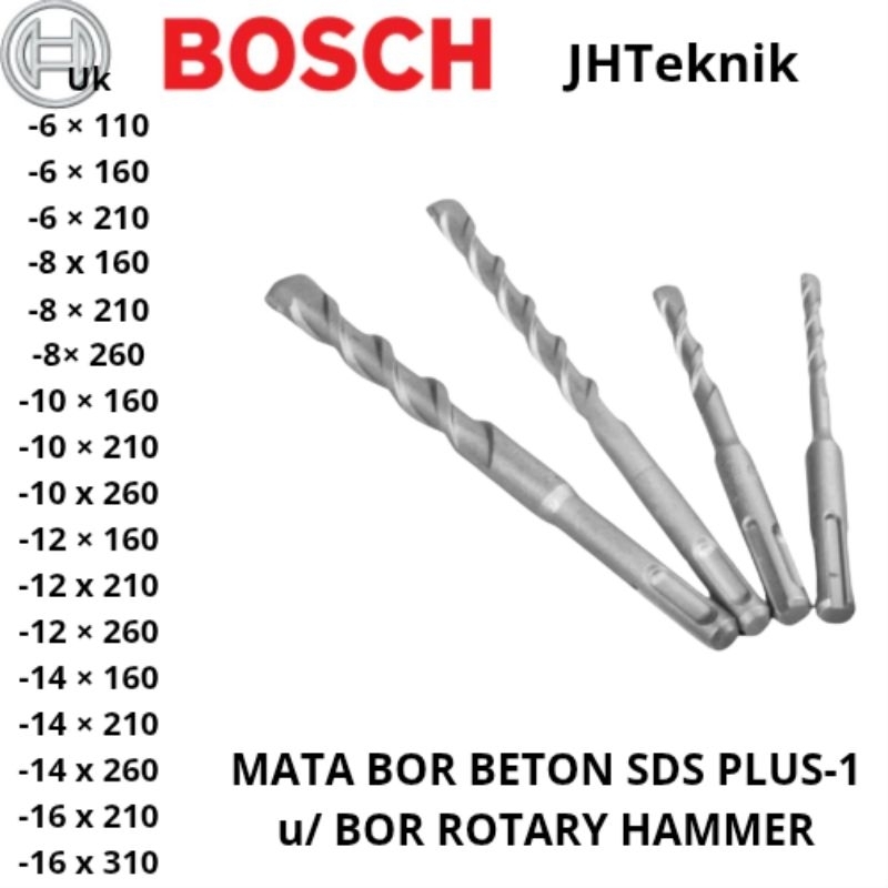 Jual JHTeknik Mata Bor Beton SDS PLUS-1 Untuk Rotary Hammer BOSCH/Mata Bor Tembok SDS PLUS-1 ...
