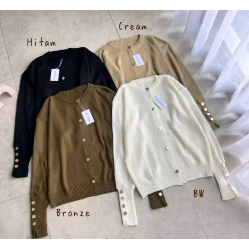 Jual STARLA CARDIGAN BASIC KANCING GOLD PREMIUM RAJUT INARA | Shopee ...