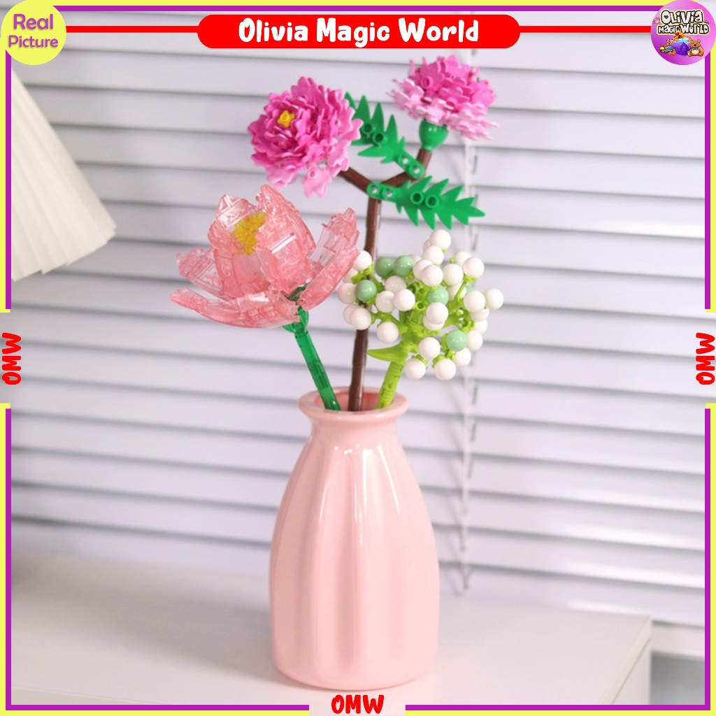 Jual Nano Block Bricks Flower Bucket Florist Mainan Bunga Toys Untuk ...