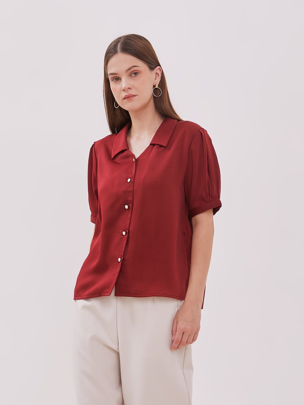 Jual VALINO LADIES Blouse Lengan Pendek Merah Maroon Wanita - D-CLAA02 ...