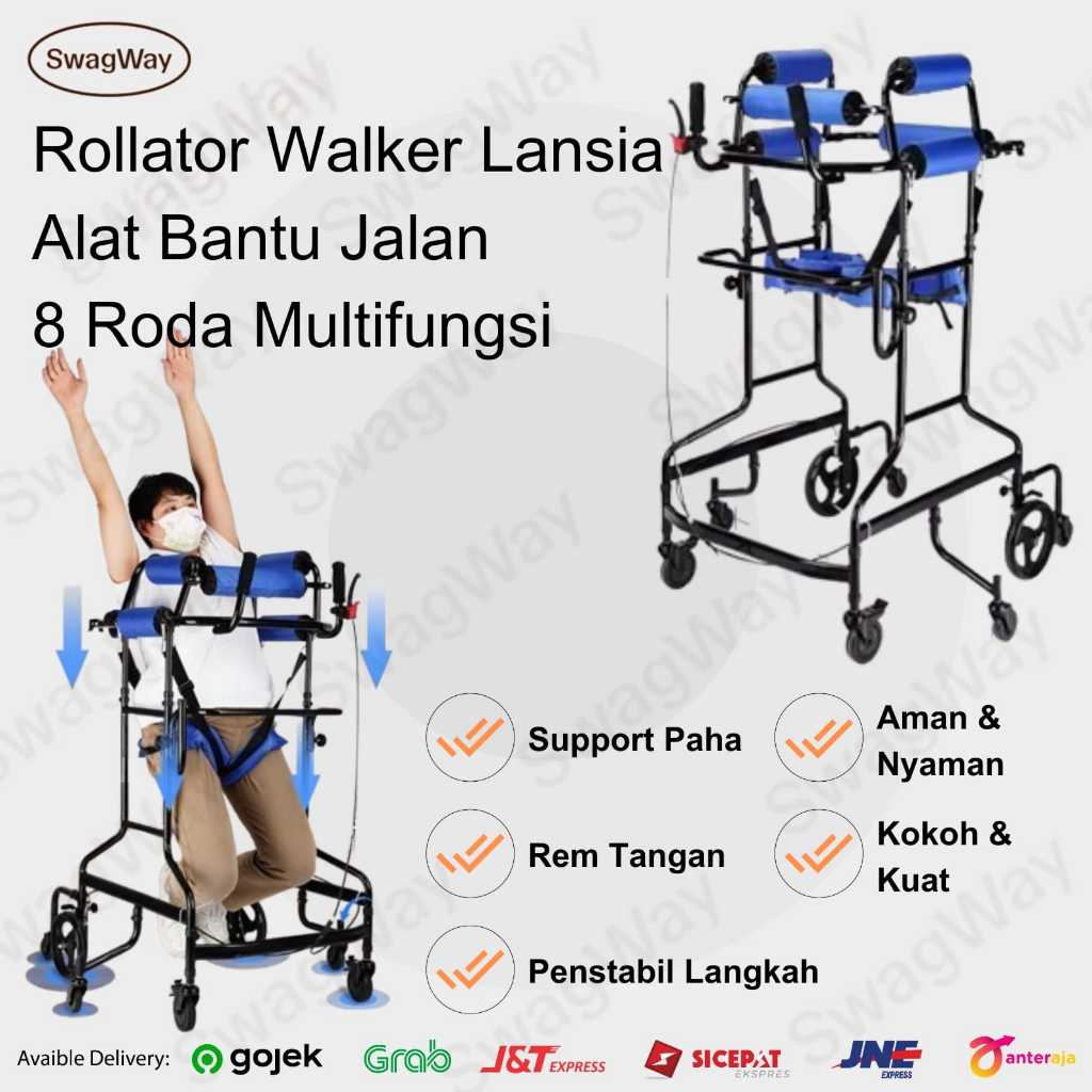 Jual Rollator Walker Lansia Beroda Terapi Alat Bantu Jalan 8 Roda Rem ...
