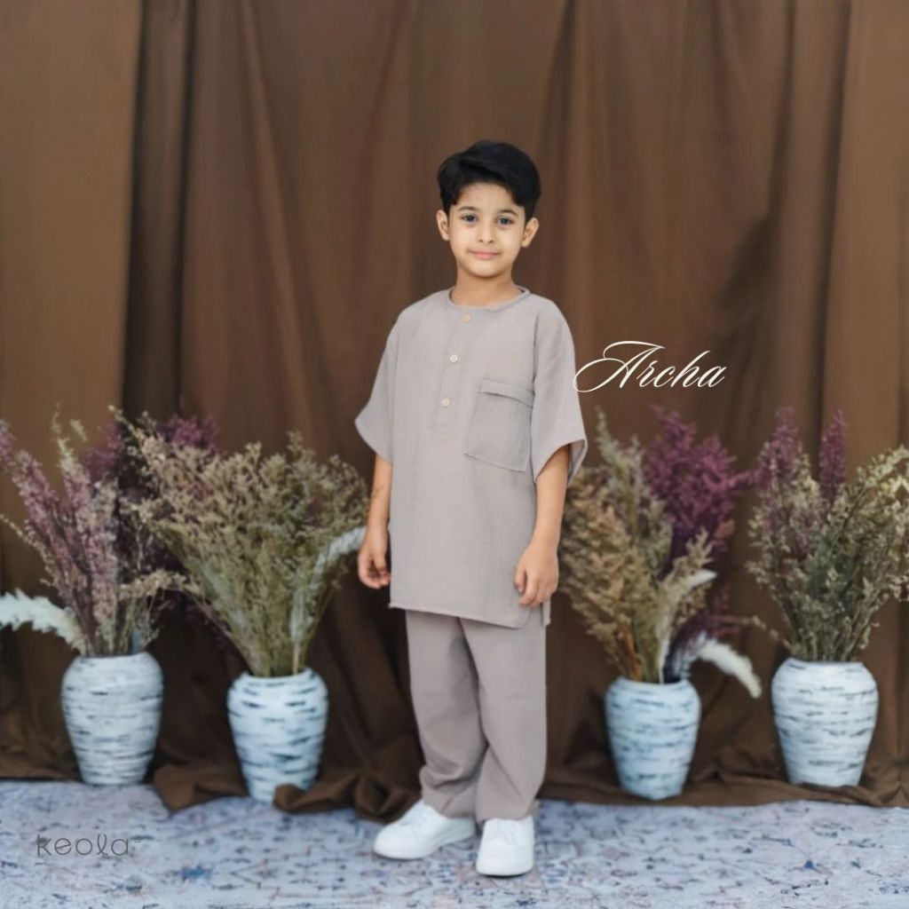 Jual Keola Setelan Baju Koko Anak Archa Crincle Ramadhan Soft (Setelan ...