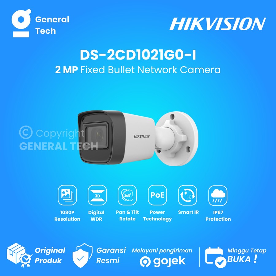 Jual Hikvision IP Camera DS-2CD1021G0-I 2 MP Fixed Bullet Network Camera | Shopee Indonesia