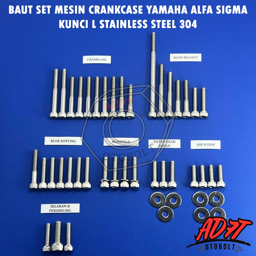 Jual Baut Set Mesin Yamaha Alfa Sigma Champ Kunci L Stainless Steel | Shopee Indonesia