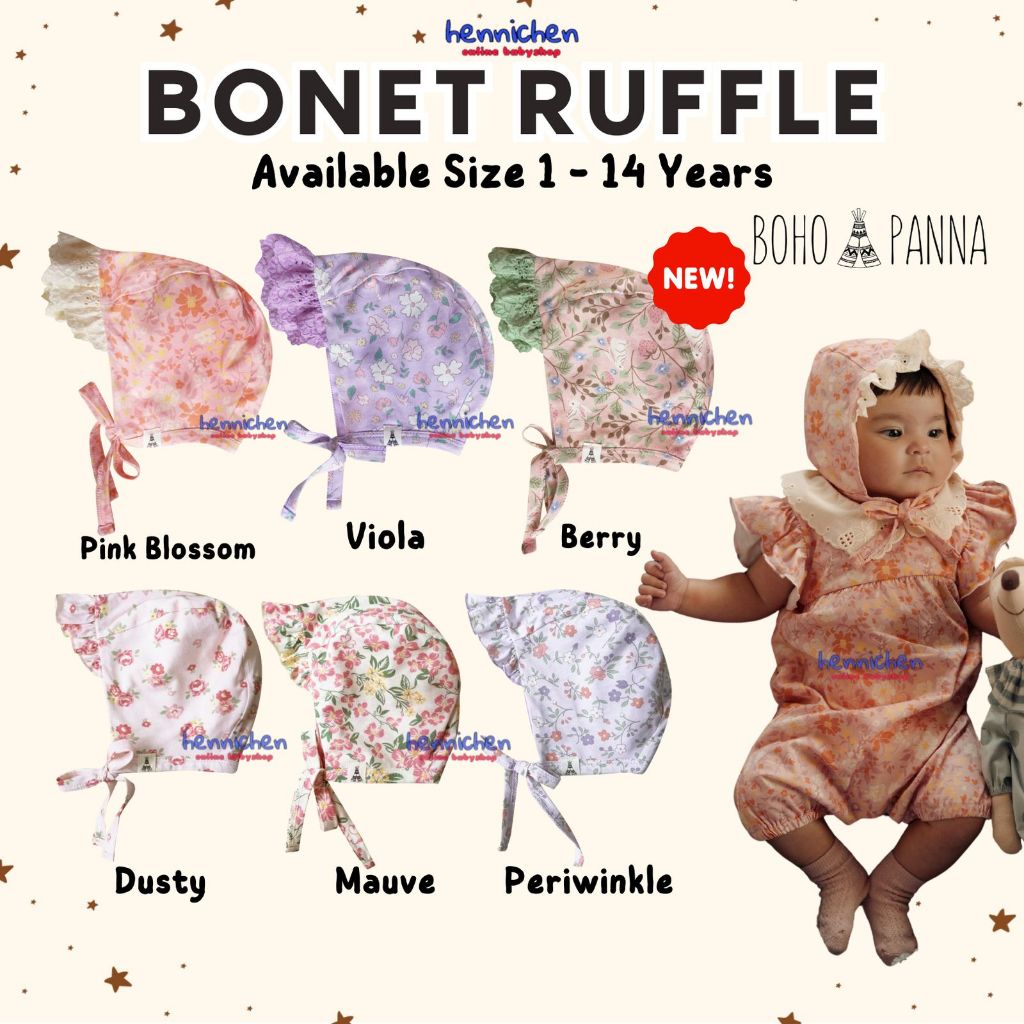 Jual BOHOPANNA BONNET BOHO BABY BONET RUFFLE YVONNE BONNET 3CM TOPI ...