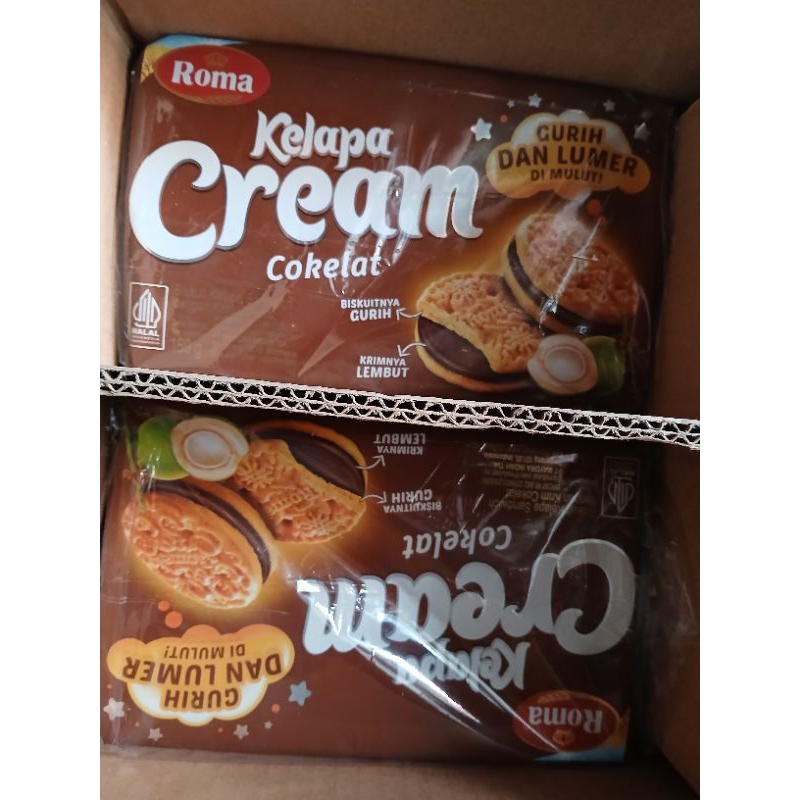 Jual BISKUIT ROMA KELAPA CREAM COKELAT 1 DUS ISI 4 PAK,1 PAK ISI 7 ...