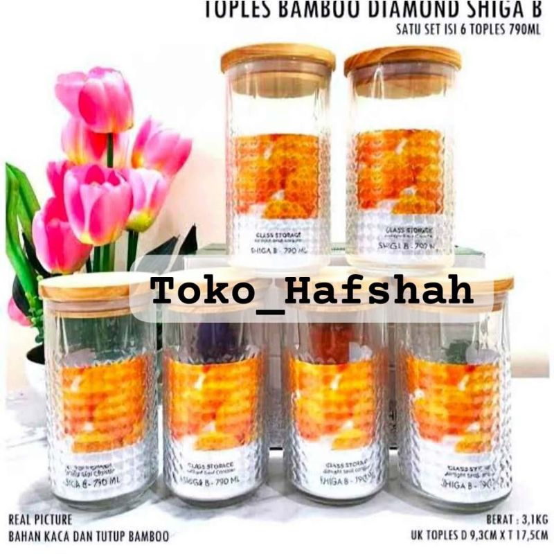 Jual Toples Kue Kaca Diamond Tutup Kayu DLX Glass Shiga B 790 ml 1 Set ...