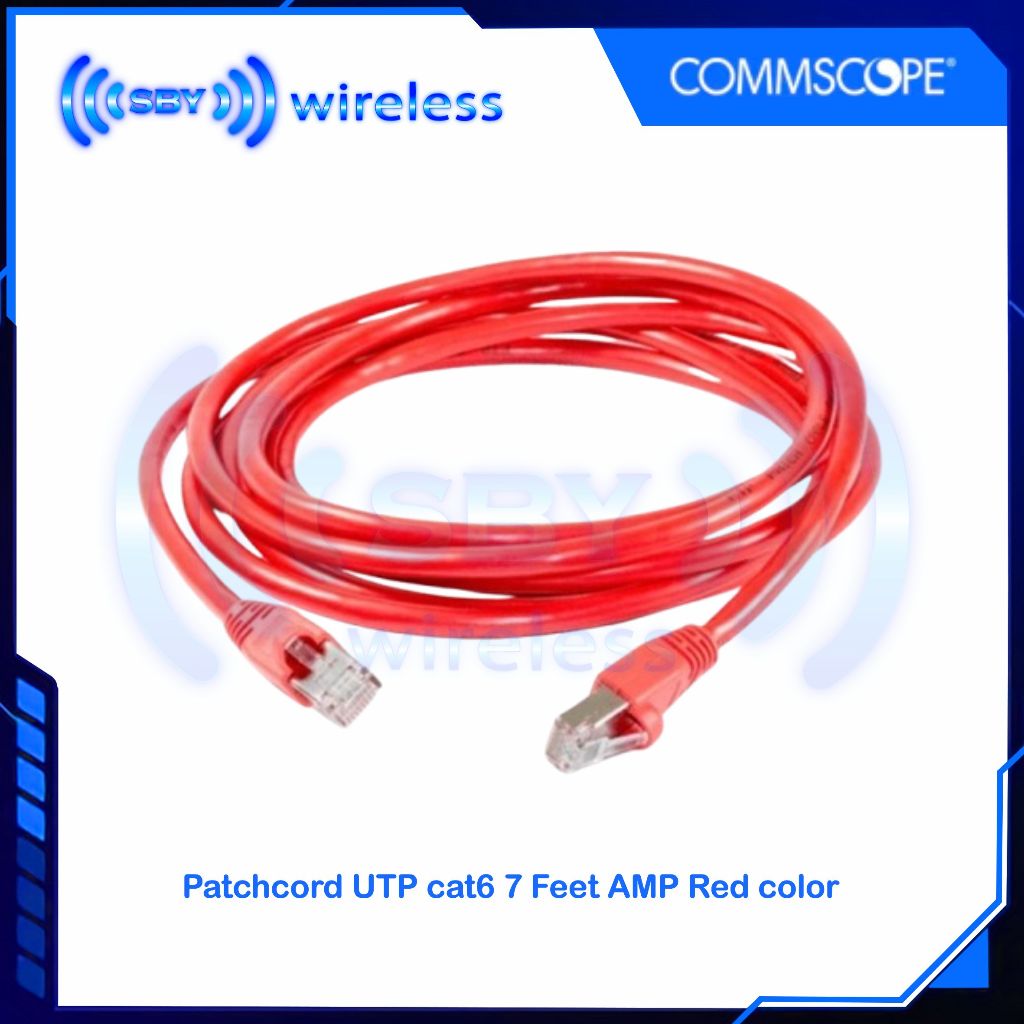 Jual Patchcord UTP cat6 7 Feet AMP Red color, Kabel LAN cat 6 7Feet ...
