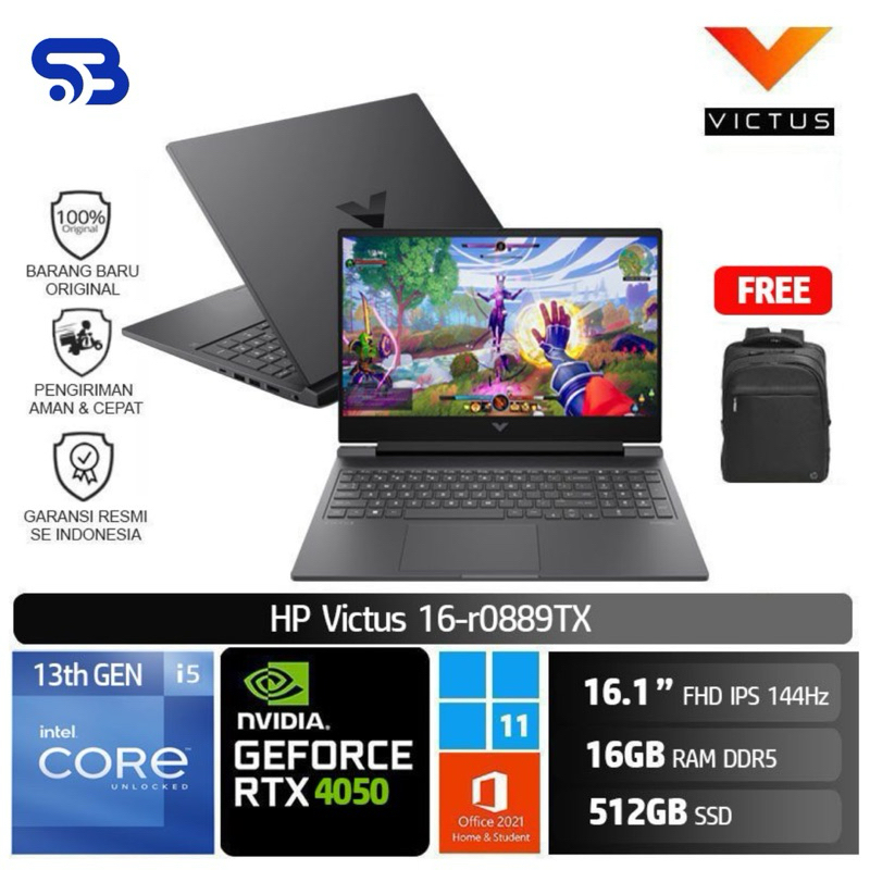 Jual HP Victus 16-r0889TX /Core i5-13500HX/16GB/512GB SSD/RTX4050 6GB ...