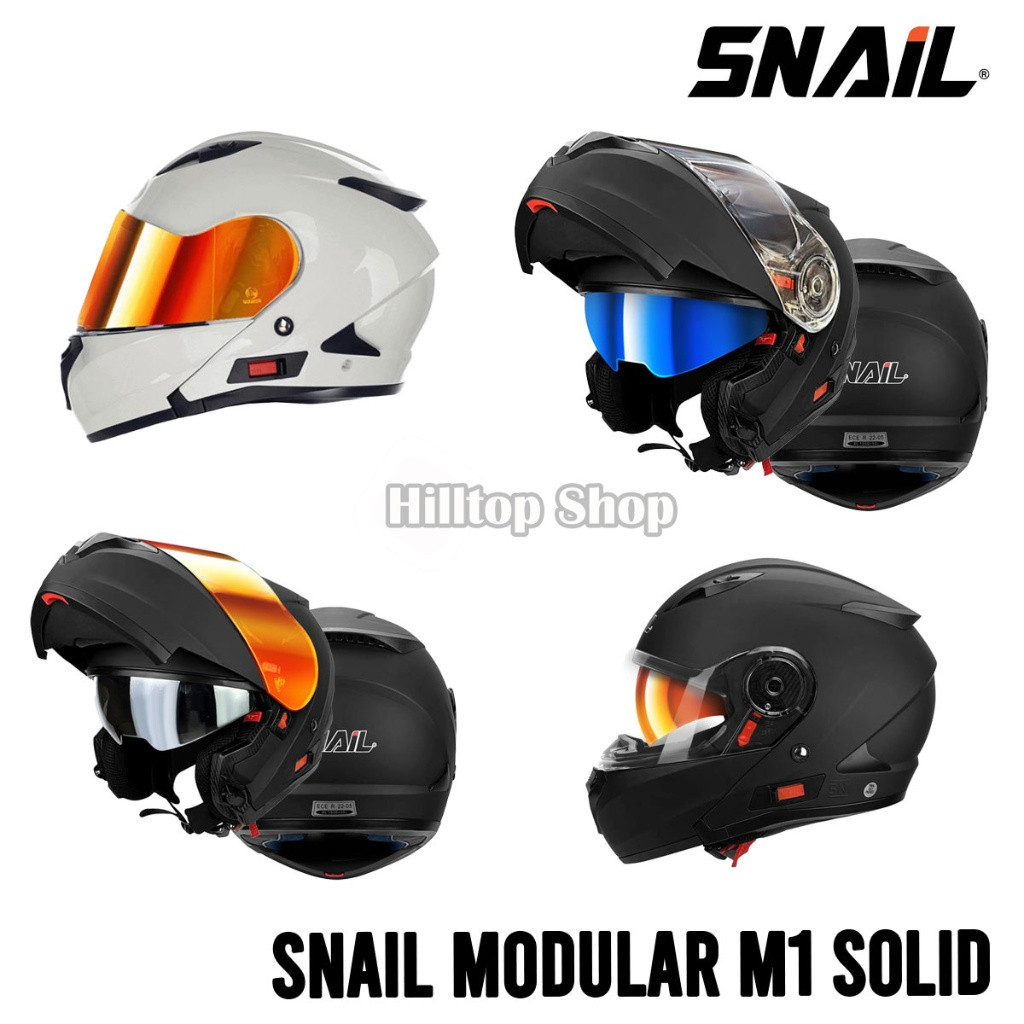 Jual Helm Snail Modular M1 Solid Free Visor Full Face Motorcycle Helmet ...