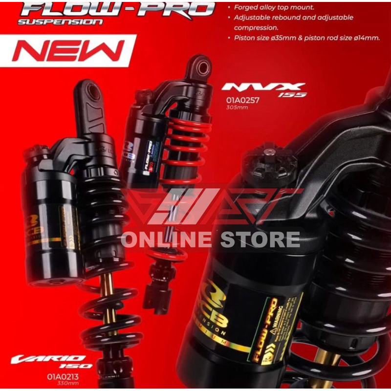 Jual SHOCK RCB FLOW PRO 320 MM / 335 MM SUPRA , RX KING , BLADE BLACK ...
