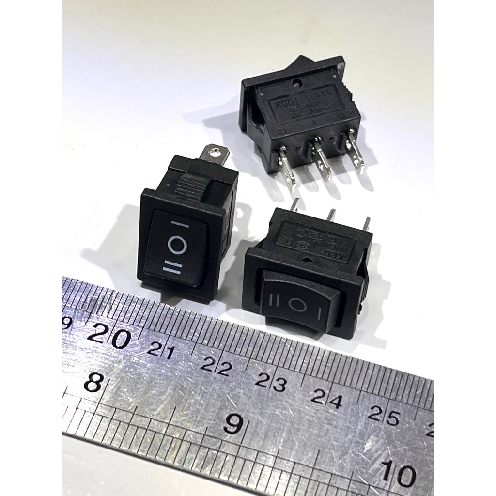 Jual Saklar 3 pin on off on hitam kecil power switch roker switch biasa ...