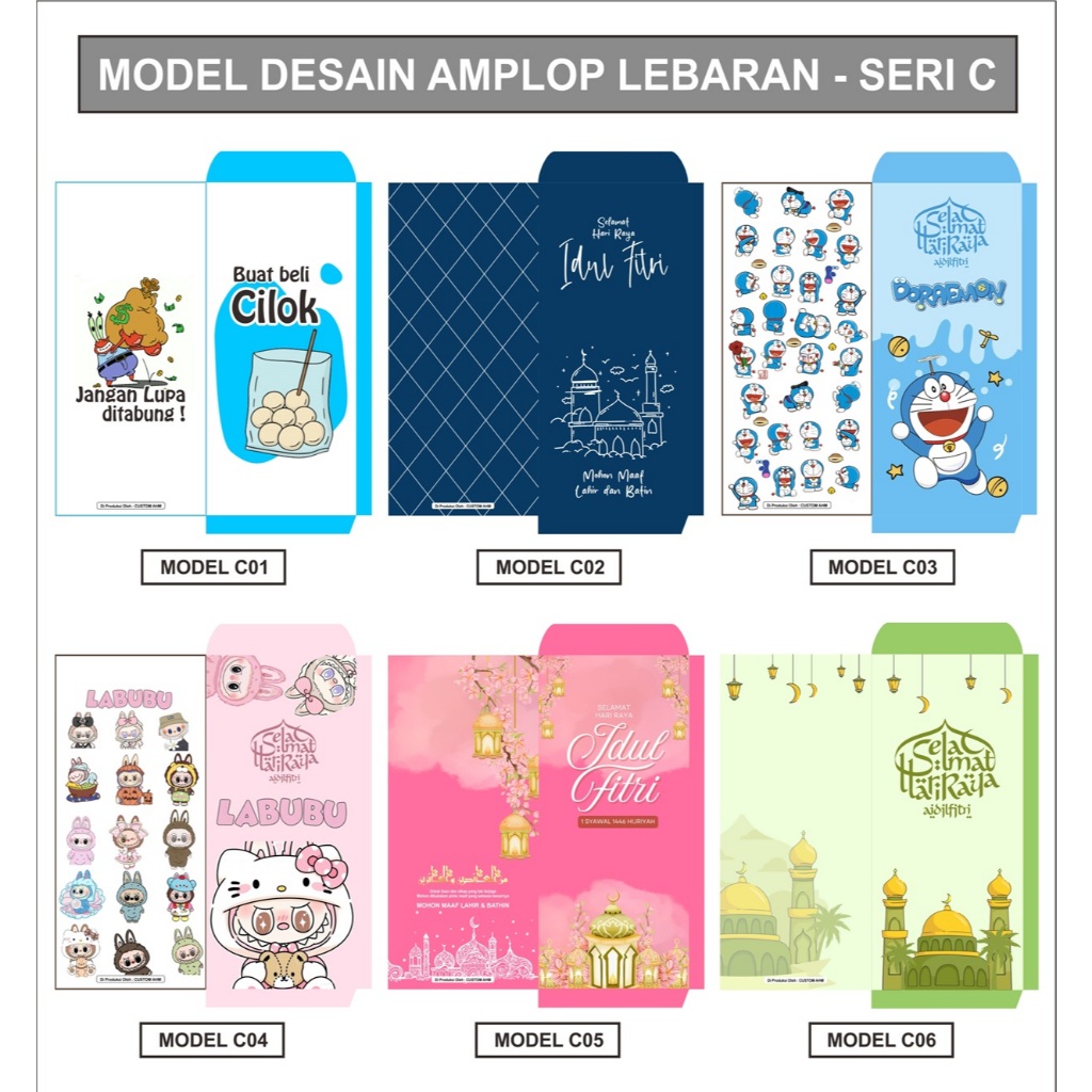 Jual amplop lebaran custom 6,8 x 15 cm (1 pack isi 5 pcs = panjang) HVS ...