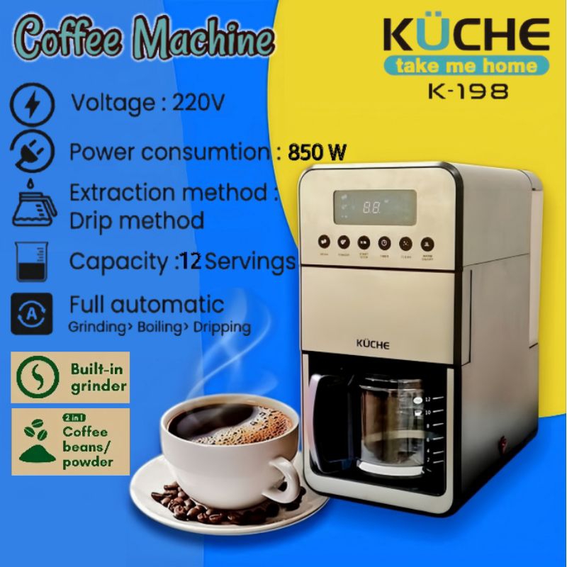 Jual KUCHE K-198 Mesin Kopi Digital Otomatis | Coffee Maker Americano ...