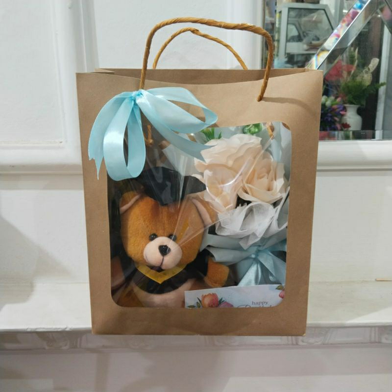 Jual Ariscabouquet - Tas Hampers Wisuda 3in1 Boneka Teddy Bear + Buket ...