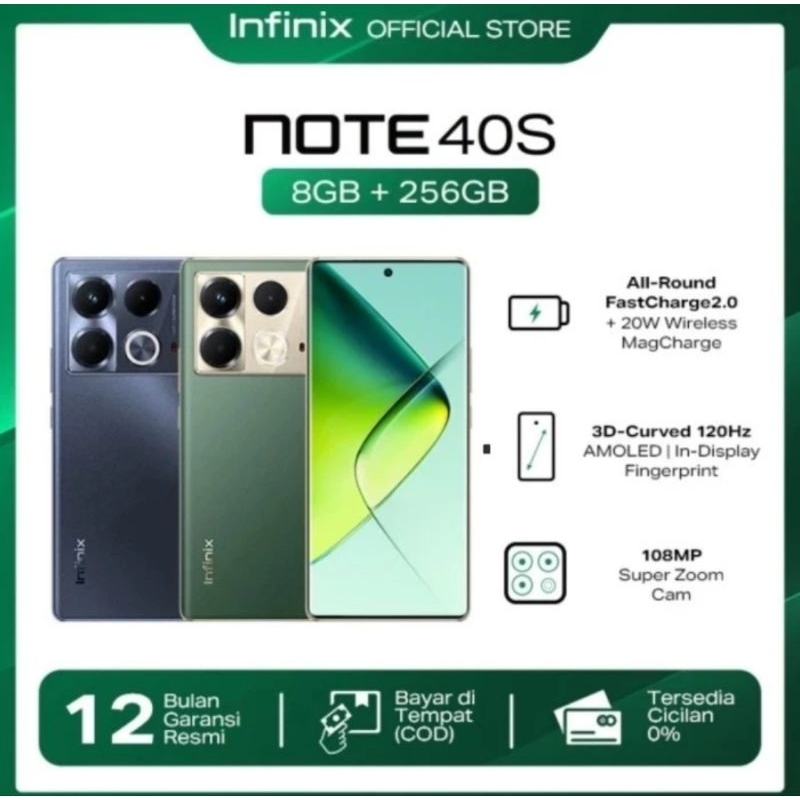 Jual Infinix NOTE 40S NFC 8/256GB - RAM Up To 16GB Extended - Garansi Resmi | Shopee Indonesia
