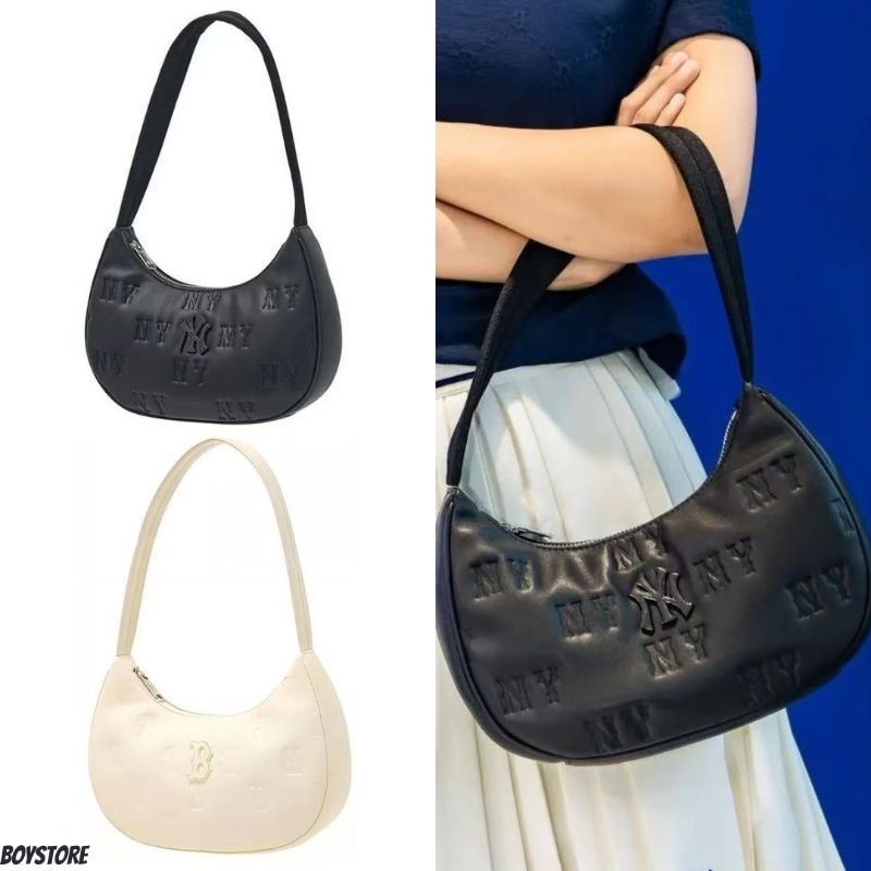 Jual TAS MLB Womens Monogram New Embo Hobo Fullset | Shopee Indonesia